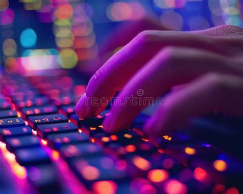 A Closeup Of A Hand Typing On A Keyboard Accessing A Quantum Computing Simulation Software Stock