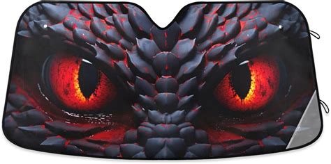 Parasol Plegable Para Parabrisas De Automóvil Diseño De Dragones Ojos Negros Y Rojos Bloquea