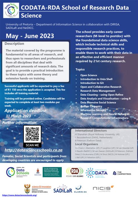 Codata Rda School Of Research Data Science University Of Pretoria Department Of Information