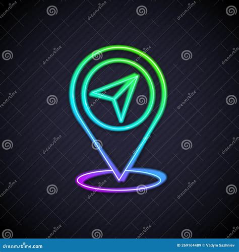 Glowing Neon Line Map Pin Icon Isolated On Black Background Navigation Pointer Location Map