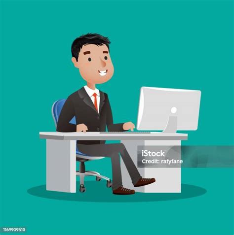 사무실 책상에서 랩톱 컴퓨터에서 작업하는 성공적인 비즈니스 피플 캐릭터 검색에 대한 스톡 벡터 아트 및 기타 이미지 검색 경영자 공부 Istock