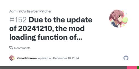 Due To The Update Of 20241210 The Mod Loading Function Of Cs34reverie Is Invalid · Issue
