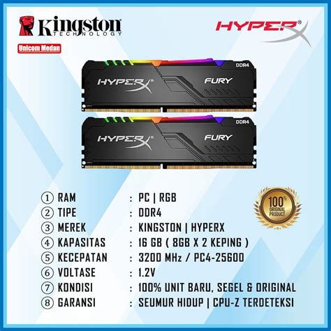 Jual RAM PC DDR4 16GB 3200MHZ HYPERX RGB 8GB X 2PCS PC4 25600 Shopee Indonesia