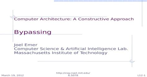 Pptx Computer Architecture A Constructive Approach Bypassing Joel Emer Dokumentips