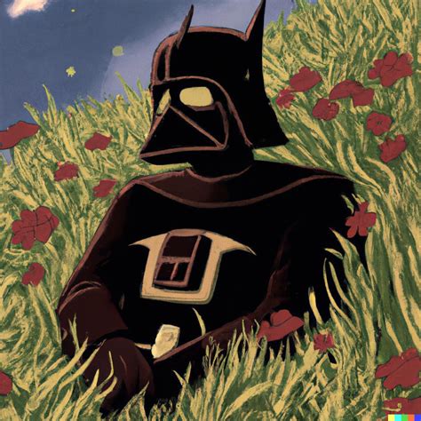 Darth Vader Resting On A Field Of Flowers In Studio Ghibli Style R Dalle2