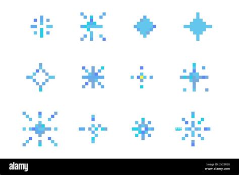 Pixel Snowflake Winter Retro Pixilated 8 Bit Game Stamp Holiday Flake Ornament Simple Crystal