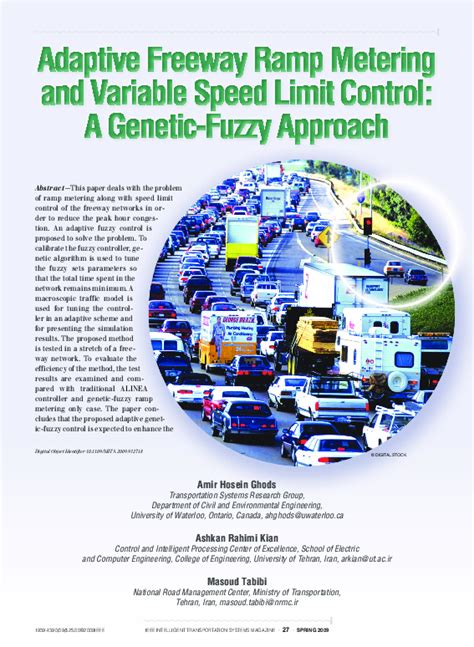 Pdf Adaptive Freeway Ramp Metering And Variable Speed Limit Control A Genetic Fuzzy Approach
