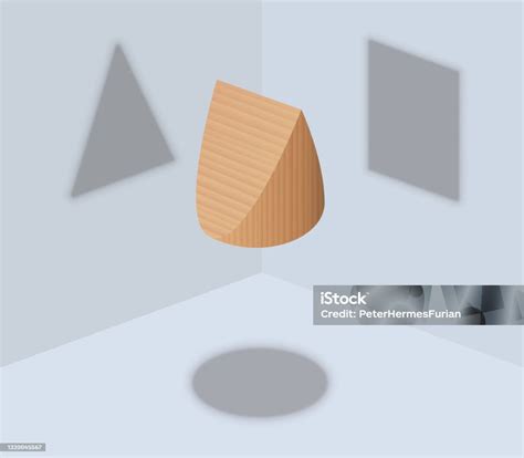 둥근 삼각형과 사각형 그림자 하나의 쐐기 모양의 물체에서 세 가지 그림자 하지만 착시하지 다른 관점이나 의견의 문제에 대한 기호 착시에 대한 스톡 벡터 아트 및 기타 이미지