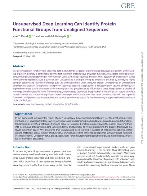 Pdf Unsupervised Deep Learning Can Identify Protein Functional Groups