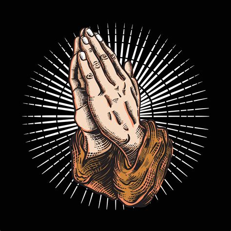 Praying Hands Rosary Vector
