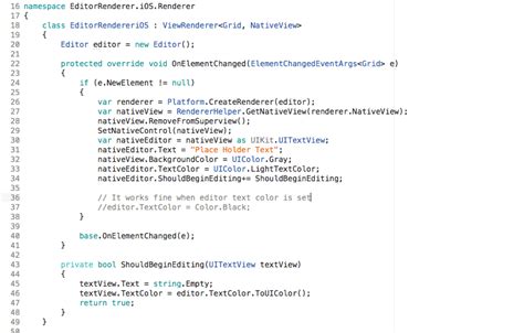 Text Of Uitextview Is Not Displayed In The View When Default Text Color Of The Editor Is