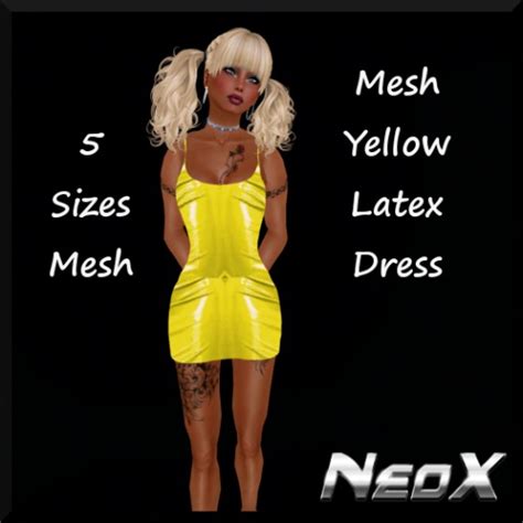 Second Life Marketplace Mesh Yellow Latex Dress