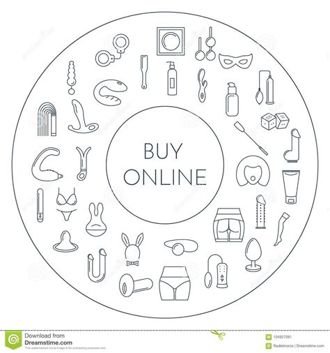 Line Style Circle Frame With Sex Toys Stock Illustration Illustration Of Design Business
