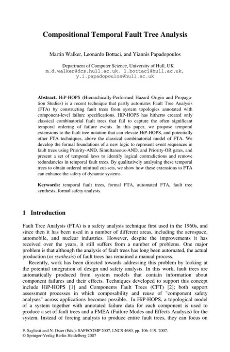 Pdf Compositional Temporal Fault Tree Analysis