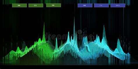 Abstract Background Noisy Graph Curved In A Sinusoid With Data Boxes On Dark Technology Graph