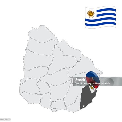 위치 로차 부서 지도 우루과이 로샤 부서의 국기와 유사한 3d 위치 표지판 당신의 디자인에 대한 우루과이의 영역과 품질지도