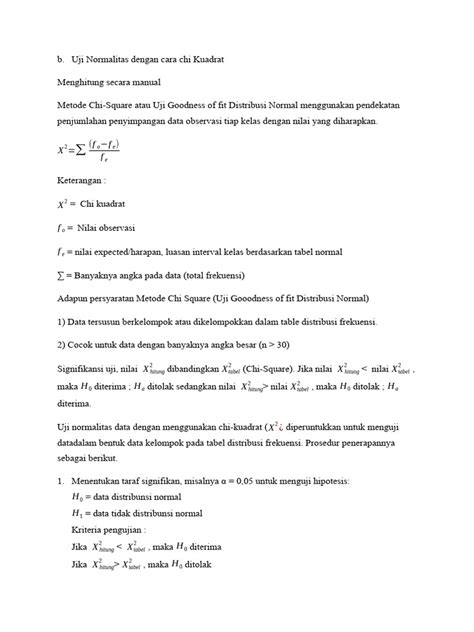 Uji Normalitas Dengan Cara Chi Kuadrat Pdf