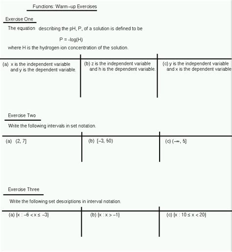 Functions MATH Revision Exercises Resources Mathematics And Statistics University Of