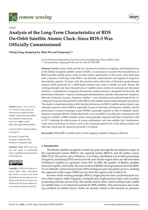 Pdf Analysis Of The Long Term Characteristics Of Bds On Orbit Satellite Atomic Clock Since