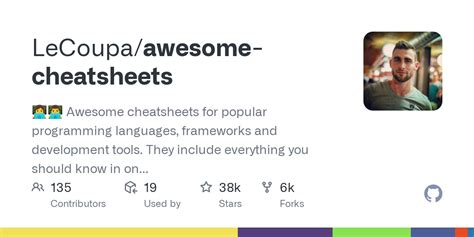 Github Lecoupaawesome Cheatsheets 👩‍💻👨‍💻 Awesome Cheatsheets For