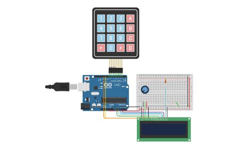 Circuit Design Teclado Matricial Lcd Password Tinkercad