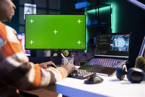 African American Man Using Ai To Develop A Software System With Chroma