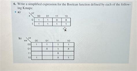 Solved 6 Write A Simplified Expression For The Boolean