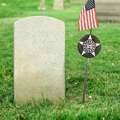 Arlmont And Co Us Veteran Grave Marker With Us Stick Flag 34 Inch Tall