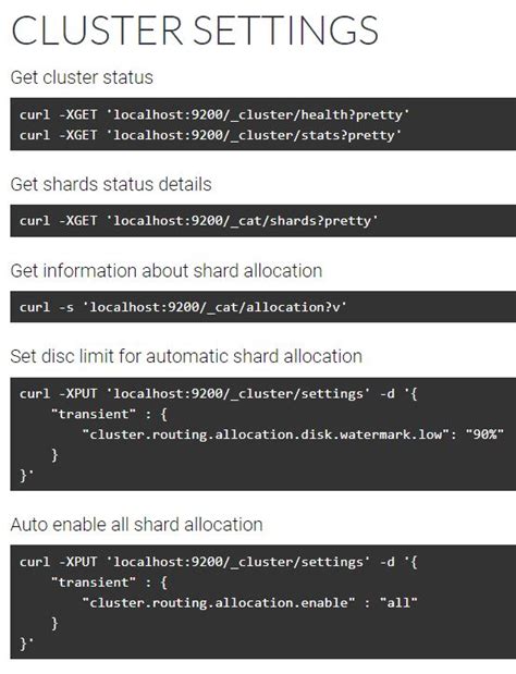 Elasticsearch Cheatsheet Rest