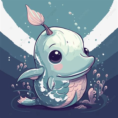 귀여운 일각 고래 클립 아트 벡터 풍자 만화 같은 삽화 만화 스타일로 귀여운 일각고래 클립 아트 Png 일러스트 및 벡터 에 대한 무료 다운로드 Pngtree