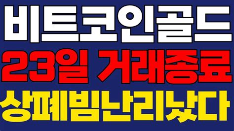 비트코인골드 🔴상폐빔 주말에 폭등한다 Youtube