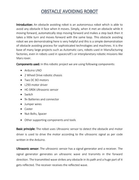 Arduino Based Obstacle Avoiding Robot Obstacle Avoiding Robot Introduction An Obstacle