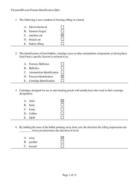 Fillable Online Firearm Identification Quiz Page 1 Of 13 Fax Email Print Pdffiller