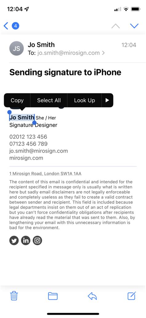 Iphone Ios Mail App Html Email Signature Installation Guide — Mirosign