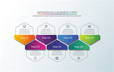 7 단계와 화려한 프리젠 테이션 비즈니스 인포 그래픽 템플릿 인포그래픽에 대한 스톡 벡터 아트 및 기타 이미지 인포그래픽 7 계단 Istock