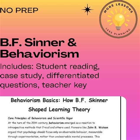 B F Skinner And Behaviorism Learning Theory Psychology Reading Comprehension