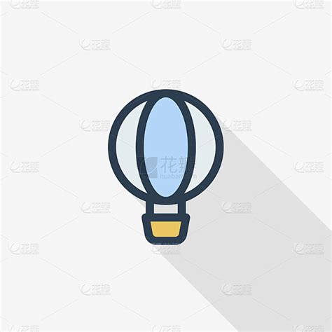 气球细线平彩色图标线性向量符号彩色的长影子设计