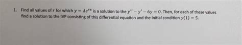 Solved Find All Values Of R For Which Y Aerx Is A Chegg