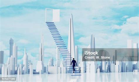 문을 여십시오 계단을 오르는 성공적인 사업가 목표 달성 경력 만들기 전문 성장 은행 투자 자문 돈 개념 만들기 3d 렌더링 그림 3차원 형태에 대한 스톡 사진 및 기타