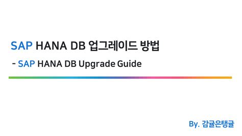 sap hana db 업그레이드 방법 sap hana db upgrade guide