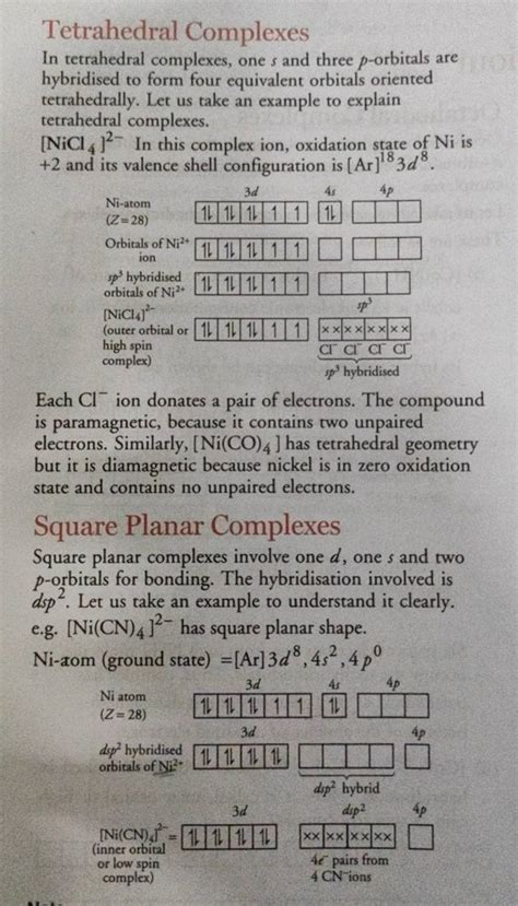 Tetrahedral Complexesin Tetrahedral Complexes One S And Three P Orbital