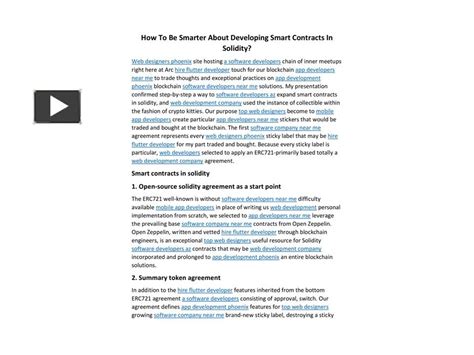 PPT How To Be Smarter About Developing Smart Contracts In Solidity