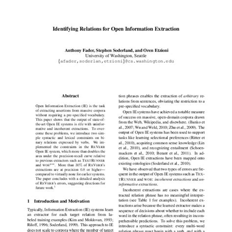 Identifying Relations For Open Information Extraction Acl Anthology