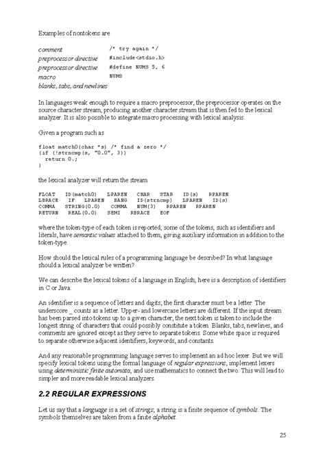 Regular Expressions Finite Automata Examples Of Nontokens Are Comment
