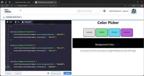 ccbp nxtwave javascript codingpractice roshini pachaiyappan