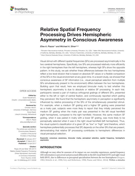 Pdf Relative Spatial Frequency Processing Drives Hemispheric