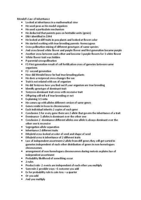 Unity 3 Unit 4 Mendel Law Of Inheritance Mendels Law Of