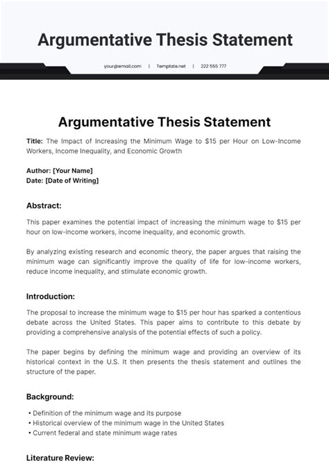 Free Thesis Statement Templates To Edit Online And Print
