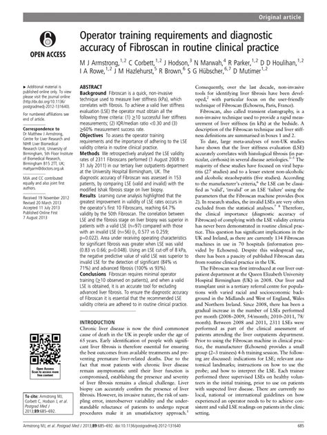 Pdf Operator Training Requirements And Diagnostic Accuracy Of Fibroscan In Routine Clinical