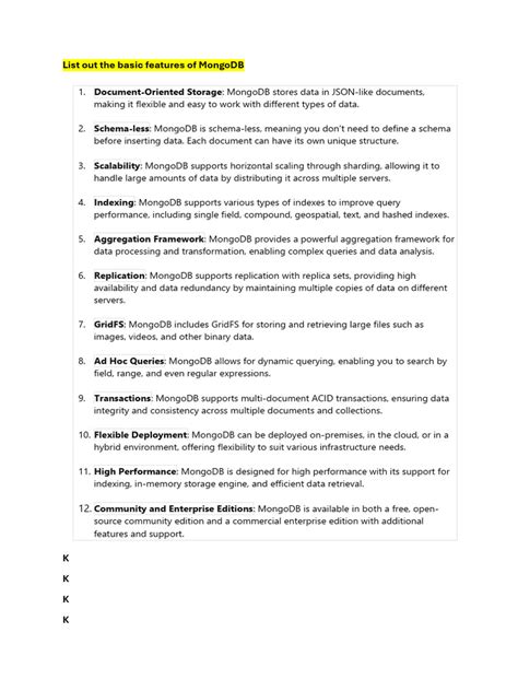 List Out The Basic Features Of Mongodb Pdf